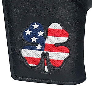 Craftsman Golf USA Clover US Flag Leather Black Golf Putter Blade Head Cover Headcover Magnetic Closure for Scotty Cameron Odyssey