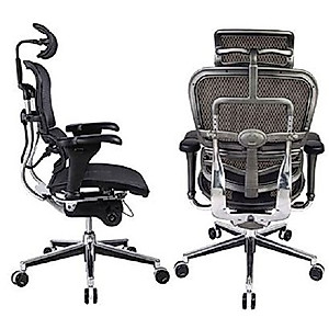Ergohuman High Back Swivel Chair with Headrest, Black Mesh & Chrome Base