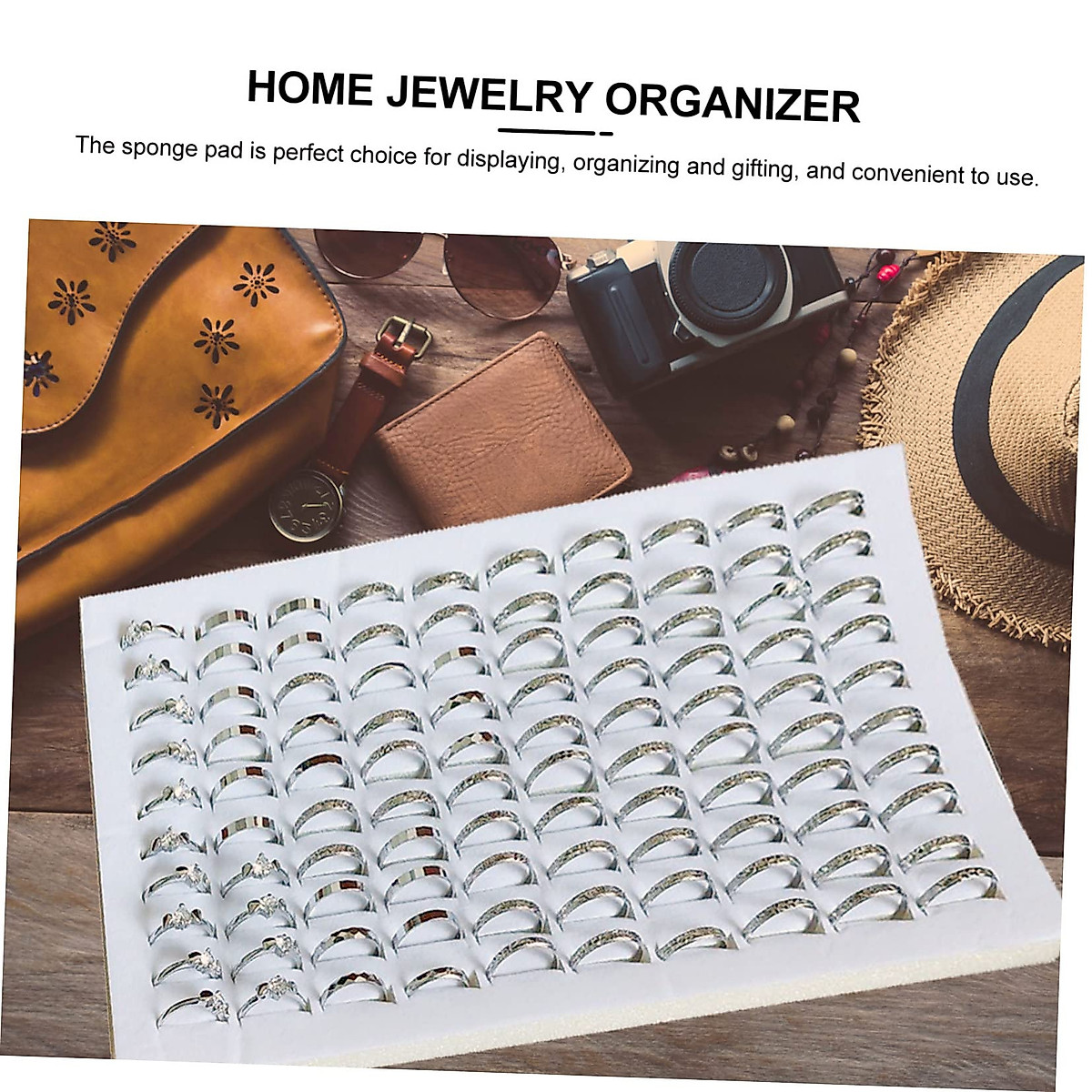 USHOBE 4pcs Box Jewelry Box Pad Ring Display Pad Jewelry Insert Pad Jewelry Dish Jewelry Tray Insert Foam Ring Holder Showcase Dsiplay Insert Ring Tray White Jewelry Rack Earrings Sponge