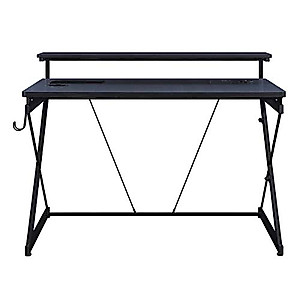 OSP Home Furnishings Emulator Battlestation Gaming Desk with RGB LED Lights, Black