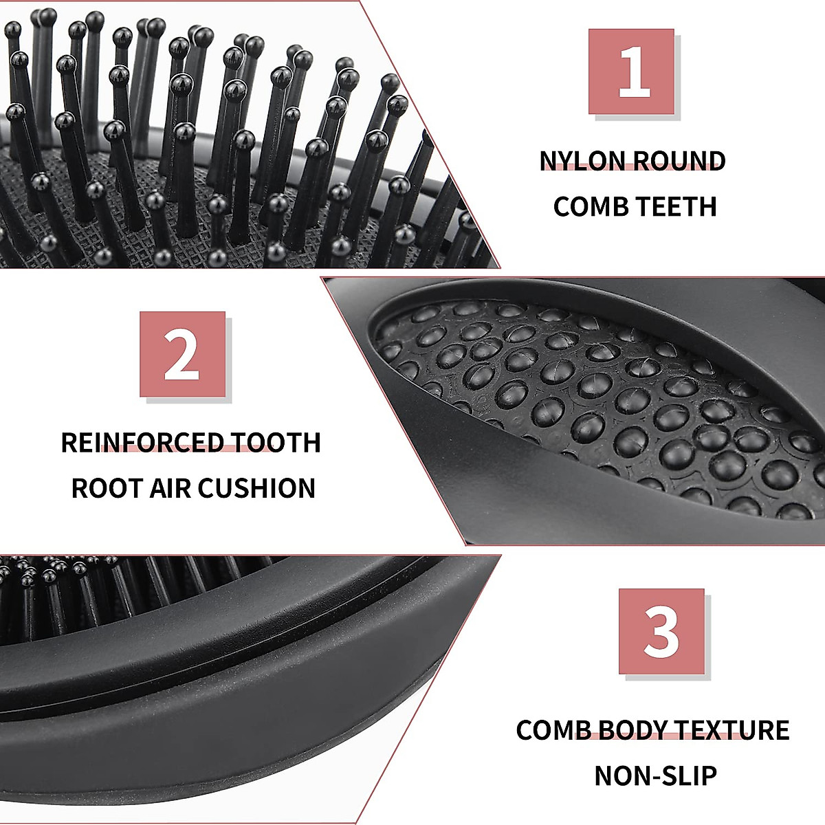 Travel Hair Brush, Ancable Mini Portable Retractable Pocket Air Cushion Brush, Compact Pop Up Hair Massage Comb Brush