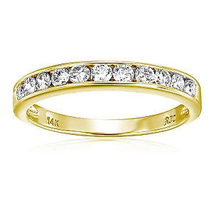 VIR JEWELS 1/2 carat (ctw) Diamond Wedding Anniversary Band for Women, Half Eternity Round Diamond Engagement Ring 14K Yellow Gold Channel Set 0.50 cttw, Size 9.5