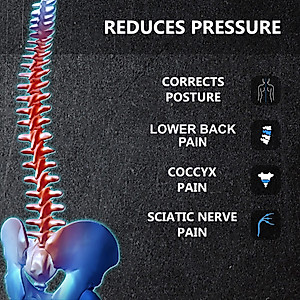 Cozy Gel Slim Seat Cushion with Non-Slip Grip Cover & Cooling Gel Technology for Coccyx, Sciatica, Wheelchair, Pressure, Tailbone, and Back Pain Relief - Long Sitting, Home Office and Travel (Black)