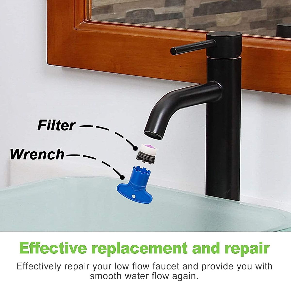 CeroDimo 12 PCS Faucet Aerators with 5 PCS Aerator Key for Sink Faucet, Faucet Aerator Removal Tool, Faucet Aerator Replacement for Bathroom or Kitchen Sink, M16.5 M18.5 M21.5 M24