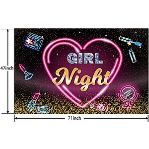 Girl Night Banner Backdrop Background Rose Gold Pink Champagne Lip Theme Decor for Lady Girls Women Princess Birthday Party Bridal Shower Wedding Bachelorette Make Up Night Out Hen Party Decorations