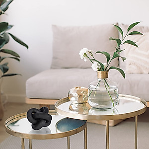 Jlong Wood Knot Decor, 3-Link Wood Chain Link Coffee Table Decor, Small Shelf Decor Accents, Hand Carved Modern Farmhouse Boho Wooden Knot Decorative Chain Wood Decor for Living Room Bedroom Office