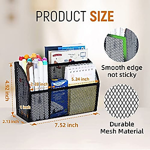 DALTACK Magnetic Pencil Holder Magnetic Shelf for the Whiteboard 3-Grid Mesh Magnetic Pen Holder for Refrigerator Magnetic Organizer Locker Accessories Organizer for Home, School and Office, Black