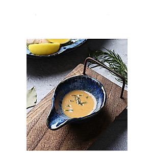 Ceramic Dip Bowls Sets, Blue Dipping Sauce Bowls/Dishes,Condiments Serving Bowls for kitchen Tomato Sauce, Soy, BBQ and other Party Dinner - Set of 2