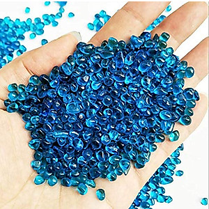 Decorative Stones,Glass Stones,1 Lb About 460 G Irregular Sea Glass Pebbles Artificial Glaze Crystal Stones Rocks for Vase Filler,Table Scatter,Aquarium Decoration,Air Plants Decoration (Navy Blue)