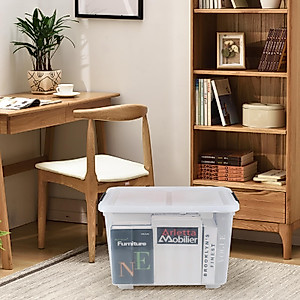 Oymlclivisa 4 Packs 50 Quart Clear Plastic Latching Box with Wheels, Plastic Storage Tote with Lid