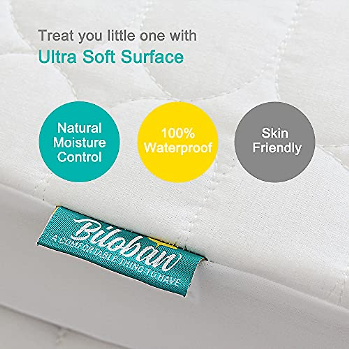 Crib Mattress Protector 2 Pack Pad Waterproof, Quilted Crib Mattress Cover Sheets Fitted, Absorbent & Noiseless Toddler Mattress Protector Fit Baby Toddler Bed Mattress Pad (Standard Size 52” x 28”)