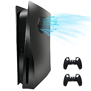 BFUNCO PS5 Console Faceplates, with Fan Vent for Playstation5 Disc Edition,ABS Anti-Scratch Dust-Proof Protective Shell,Replacement Cover Accessories for PS5 Console, with 2*Handle Cover(Black)