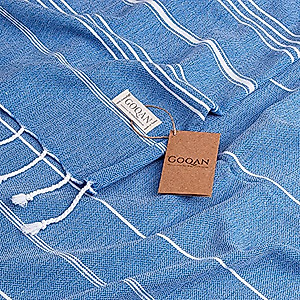 realgrandbazaar Lucky Turkish Towels Beach Towels0 Cotton - Pre Washed, No-Shrink, Quick Dry, Soft 39x71' Large Peshtemal, Turkish Towel, Set can be Made - Goqan (Azure)