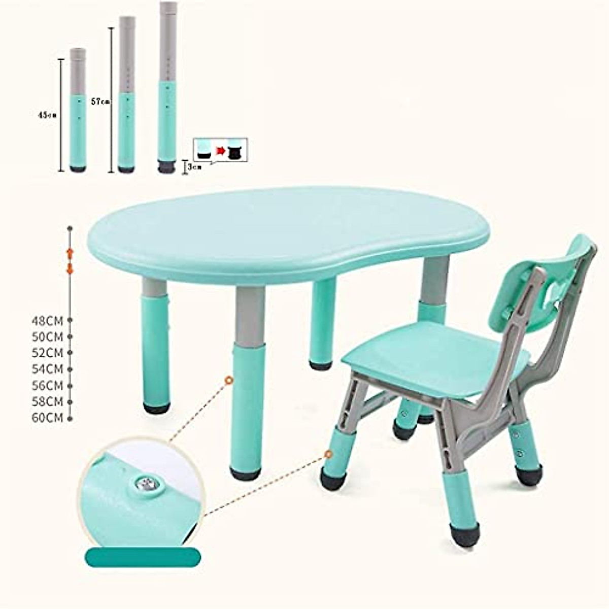 Walnut Children's Table Chair Set Kindergarten Toy Table Home Study Table Can Be Adjusted Up Down Environmental Protection Materials (Color : E)