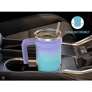 Zukro 24 oz Tumbler with Handle and Straw - Leak Proof Insulated Stainless Steel Cup with Slider Lid For Home and Travel - Double-wall Coffee Mug Keep Drinks Hot and Cold - Dishwasher Safe, No Sweat