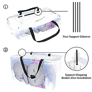 Reusable Shopping Basket Koala Portable Folding Picnic Grocery Bags Laundry Basket Shopping Tote Bag