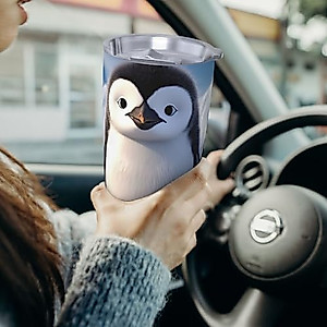 Cute Penguin Tumbler with Lid and Straw 20oz Stainless Steel Car Cup for Hot and Cold Drinks, Double Wall Insulated Travel Coffee Mug Reusable Drink Thermos Cup Birthday Gifts