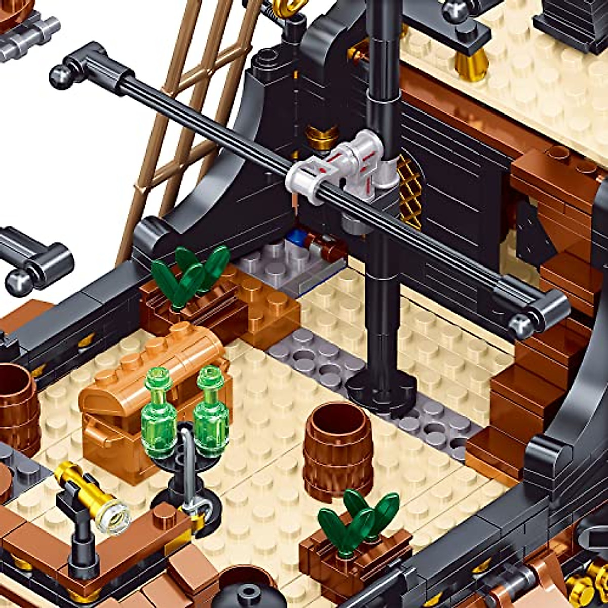 Mesiondy Pirate Ship Model，Pirate Ship Model Mini Building Blocks Kit, MOC Pirate Ship Building Sets for Boys Girls 14+ (1282Pcs)