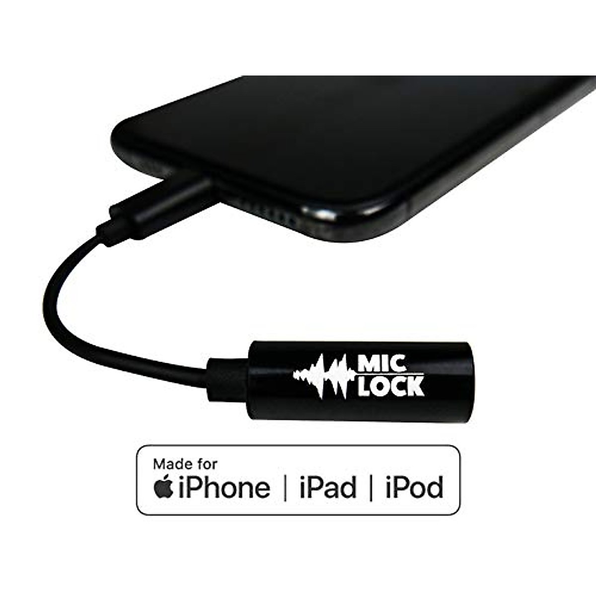 Mic-Lock Lightning with Sound Pass - Audio and Data Security Privacy Protector - Lightning to 3.5mm Headphone Adapter (Single Pack)