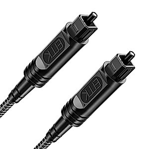 EMK Optical Audio Cable Optical Cable Digital Fiber Optic Toslink Cable for Sound Bar, TV, PS4, Xbox, Home Theater & More (3 Feet/1M, Slim Nylon Braided, Black1)