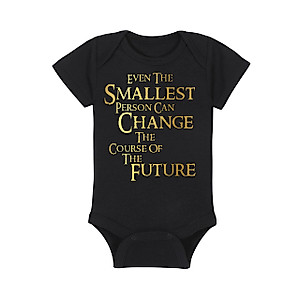 Fantasy Movie Baby Onesie - Even The Smallest Person Can Change The Course Of The Furture (3-6 Month - Pink Fabric - Black Design)