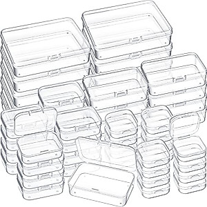 76 Pcs Mixed Sizes Storage Containers Box with Hinged Lid Clear Mini Organizer Plastic Storage Containers Rectangular Empty Small Plastic Containers for Small Items Art Craft Jewelry Projects