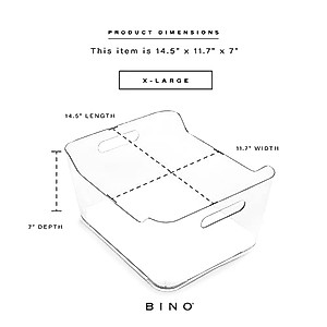 BINO | Plastic Storage Bins, X-Large - 12 Pack | THE SOHO COLLECTION | Multi-Use Organizer Bins | Built-in Handles | BPA-Free | Pantry Organization | Home Organization | Fridge Organizer | Freezer Org