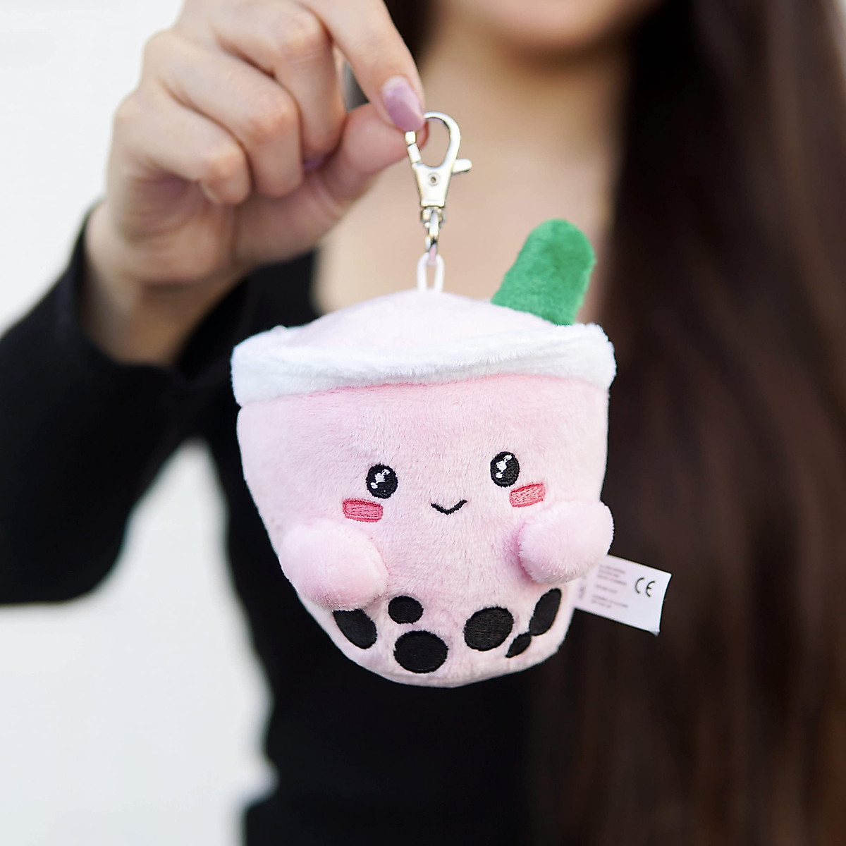ABC Boba Tea Plush Pink Berry Cute Stuffed Animal Toy for Wallet, Backpack or Purse 5"