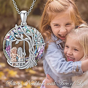 JEWENICE Sister Bestfriend Girlfriends Necklace Tree of Life with Shining Crystal Sweet Female Friendship Jewelry Gift