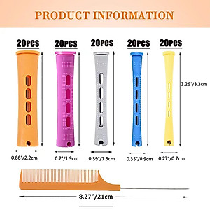 100pcs Hair Curling Rods Set - Plastic Cold Wave Rollers for Natural, Long or Short Hair Styling - Women's DIY Hairdressing Tools in Orange, Purple, Gray, Blue, Yellow