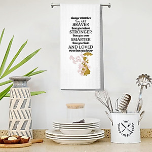 LEVLO Mary Movie Kitchen Towel Poppins Fans Gift You are Braver Stronger Smarter Than You Think Dish Towel Waffle Weave Mary Motivational Kitchen Decor (Mary Towel)