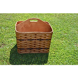Amish Handmade Magazine Basket with Solid Wood Handled Divider, Will Look Great in Any Office Waiting Area
