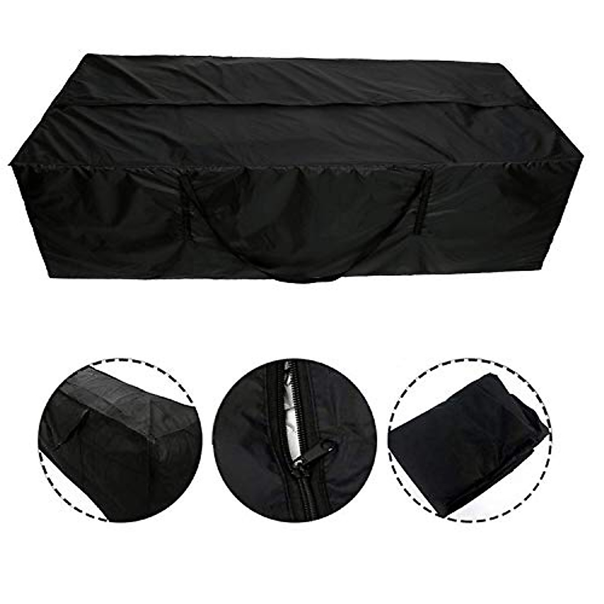 Ihomepark Extra Large Patio Cushion Cover, 68 x 30 x 20 inch Black Outdoor Furniture Seat Cushion Storage Bag, Water Resistant Rectangle Oxford Fabric Bag