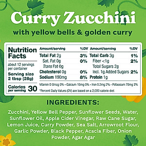 Growee Foods Indian Style Curry Zucchini Chip Dip & Spread – Creamy Salsa & Hummus Alternative – Dairy-Free Queso, Vegan Mayo & Salad Dressing Substitute – Gluten-Free, Nut-Free, Non-GMO – 12 oz