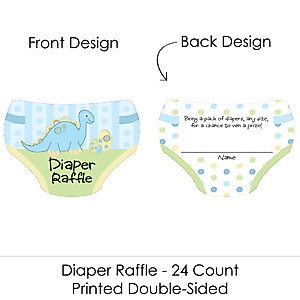 Big Dot of Happiness Baby Boy Dinosaur - Diaper Shaped Raffle Ticket Inserts - Baby Shower Activities - Diaper Raffle Game - Set of 24