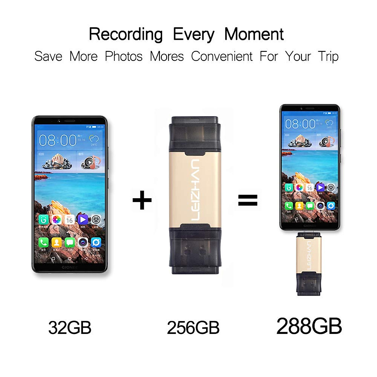 256GB Type-C Photo Stick Micro USB Flash Drive 3.0 Android pendrive for Samsung Galaxy Note 10,S10 S9 Note 9 S8 S7 S6 S5,Google Pixel 2/ 2XL
