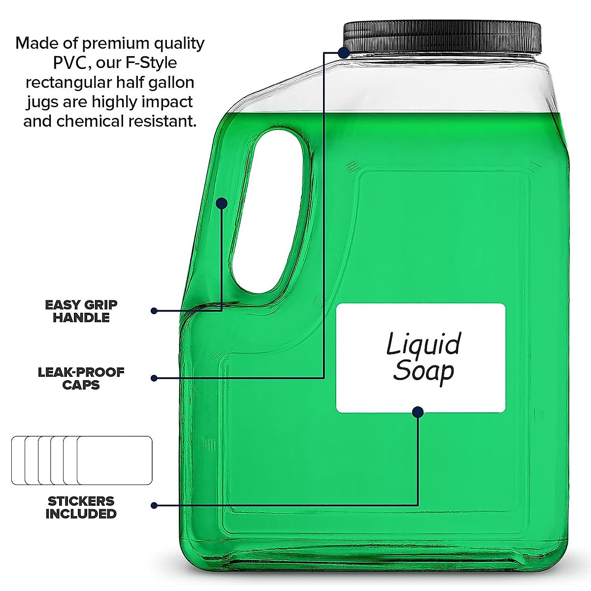 Stock Your Home Wide Mouth Gallon Jugs (2 Pack) - 128 Ounce Rectangular Oblong Gallon Container - Clear Plastic Jugs with Handle for Home, Commercial or Restaurant Use