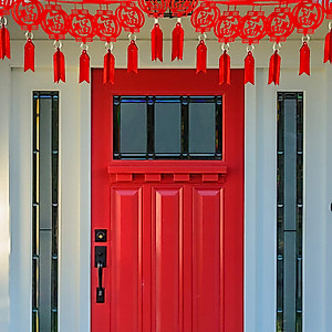 8 Pack 26.2' Long Chinese New Year Garland Good Luck Garland Chinese Spring Felt String Garland - Lunar Chinese New Year 2023 Party Decorations Festival Supplies Decorative Chinese Red Hanging Garland