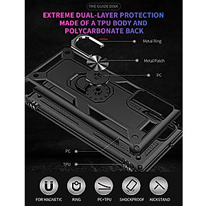 Samsung Galaxy Note 20 Case, Note20 5G Case with HD Screen Protectors, Androgate Military-Grade Metal Ring Holder Kickstand 15ft Drop Tested Shockproof Cover Case for Samsung Galaxy Note 20 Black