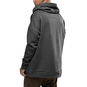 Thenlian Men's Casual Pure Color Turtleneck Pullover Hoodie Long Sleeve Sweatershirt Tops(M, Gray)