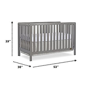 Dream On Me Ridgefield 5-in-1 Convertible Crib in Storm Grey, Greenguard Gold Certified