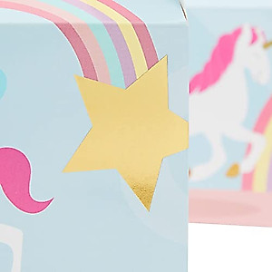 Treat Boxes - 24-Pack Paper Party Favor Boxes, Unicorn Design Goodie Boxes for Birthdays and Events, 2 Dozen Party Gable Boxes, 6 x 3.3 x 3.6 Inches