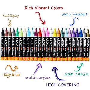AROIC 36 Pack Paint Pens for Rock Painting - Write On Anything. Paint pens for Rock, Wood, Metal, Plastic, Glass, Canvas, Ceramic & More! Low-Odor, Oil-Based, Medium-Tip Paint Markers