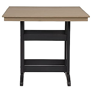 Signature Design by Ashley Outdoor Fairen Trail HDPE Patio Counter Table with Umbrella Hole, Black