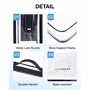 BAGSMART TSA Approved Clear Toiletry Bag, 2 Packs Quart Size Water Resistant Makeup Cosmetic Bags for Women, 2 Sizes Airport Airline Travel Essential Carry On Organizer with Handle Large Opening