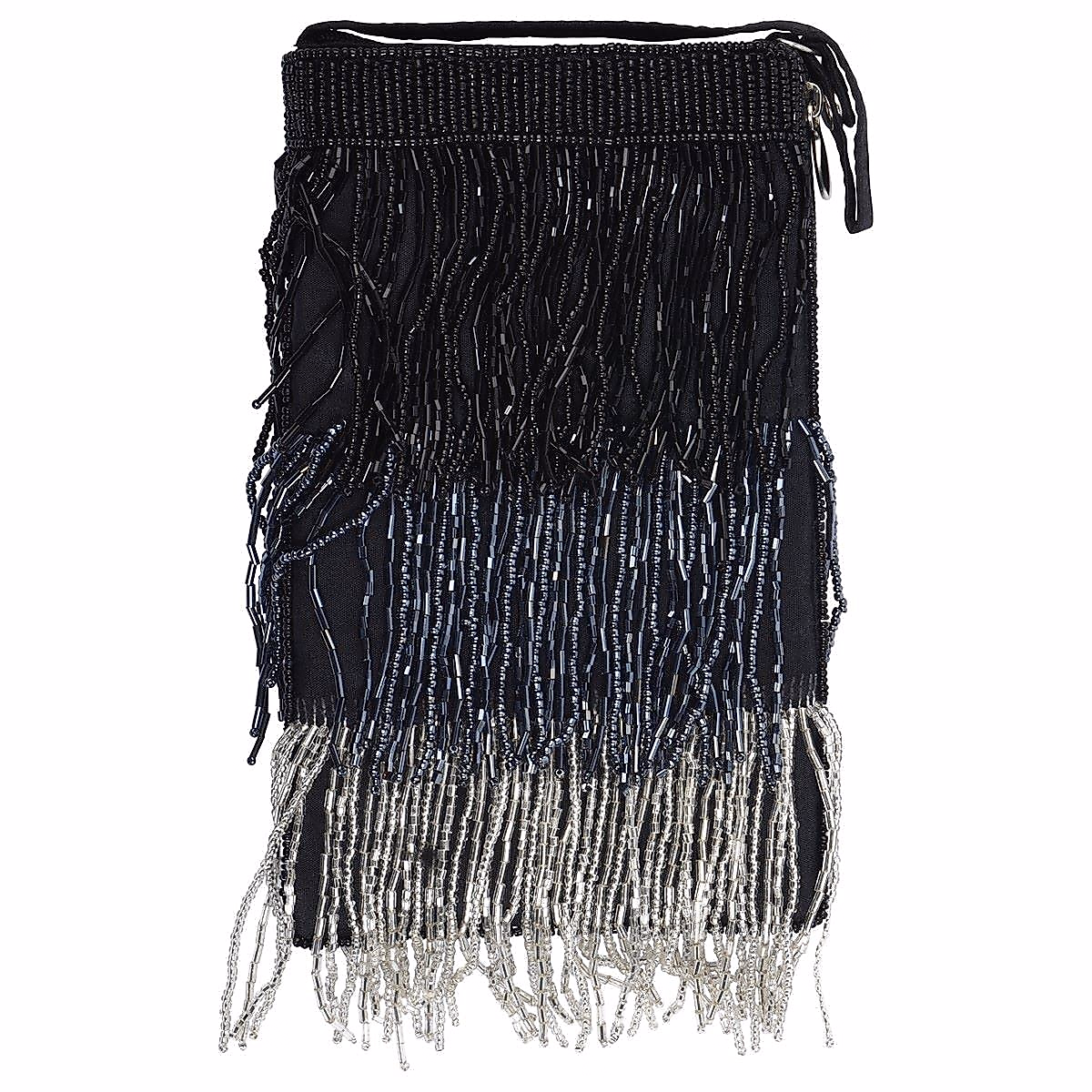 Bamboo Trading Club Bag -Night Bag -Black Silver Tone Fringe Bag