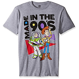 Disney Men's Toy Story Made in the 90s Short Sleeve T-Shirt, Heather Grey, Small