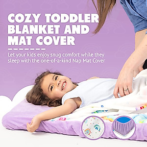 WTPDR Nap Pocket – Toddler Nap Mat Cover and Blanket for Preschool and Day Care – Machine Washable & Easily Foldable – Roll Nap Mat for Toddlers, Rainbow Pattern