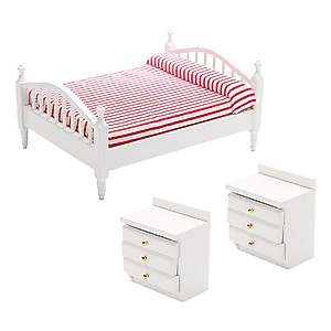 Totority Wooden Dollhouse Bed - 1: 12 Doll House Furniture Miniature Dollhouse Tabletop Accessories Dollhouse Furniture Mini Furniture