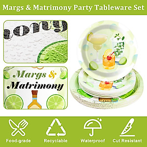 EggSun 120Pcs Margs And Matrimony Bachelorette Party Paper Plates Napkins Cups,Margs And Matrimony Decorations,Margarita Bachelorette Party Supplies,Bachelorette Fiesta Bridal Shower Party Serves 24